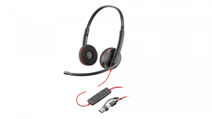 Słuchawki przewodowe HP Poly Blackwire 3220 Stereo USB-C + Adapter USB ...